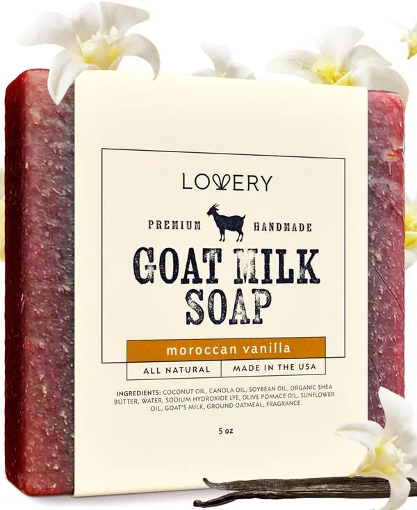 LOVERY Handmade Goat Milk Soap Bar Made In Usa With Shea Butter And Oatmeal Â Moroccan Vanilla Scent - Multi