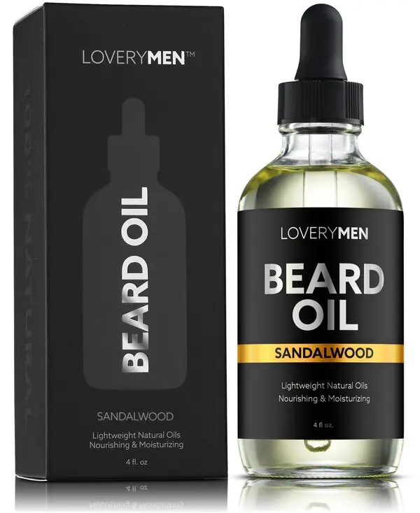 LOVERY Nourishing Sandalwood Scented Beard Oil 4oz Beard Grooming - Black