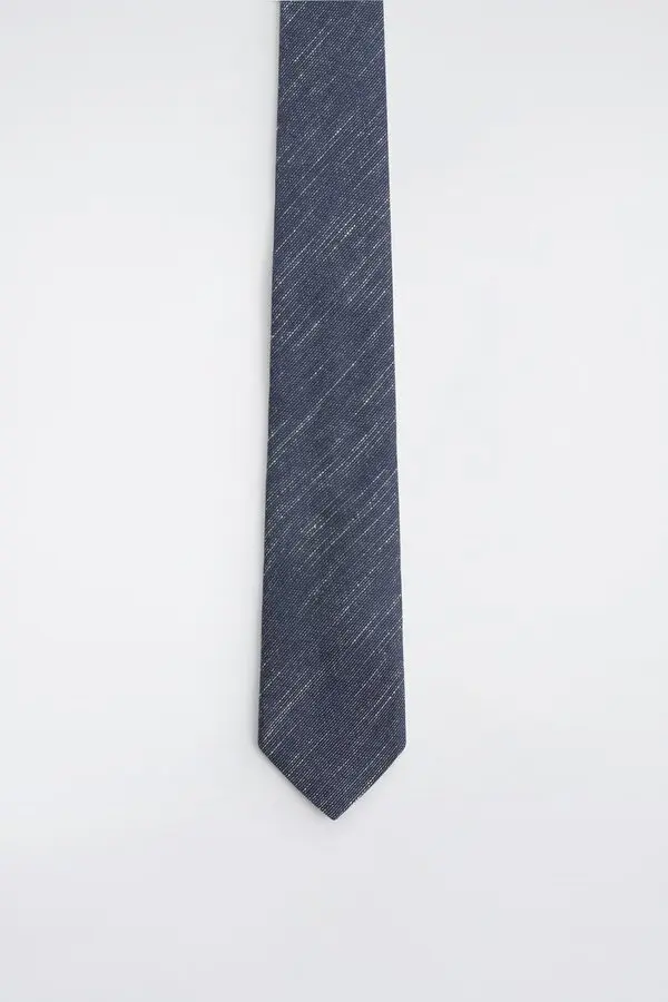 Cos Denim-effect Silk-cotton Tie - Blue