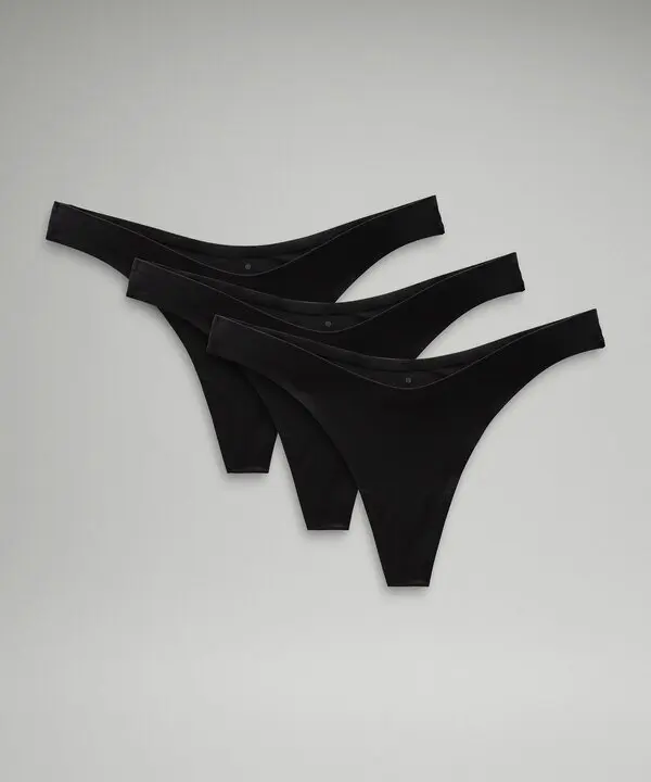 Lululemon Wundermost Ultra-soft Nulu Dipped-waist Thong Underwear - Black