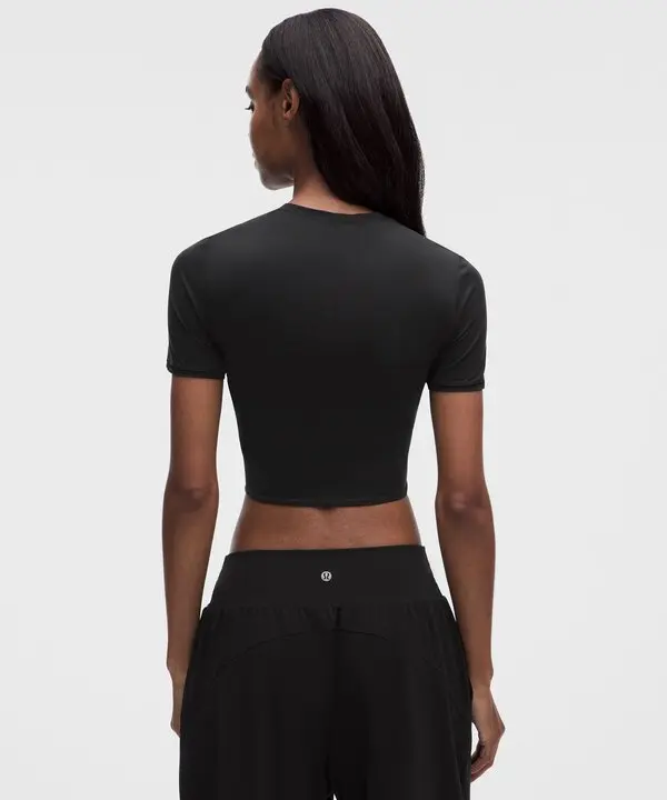 Lululemon Wundermost Ultra-soft Nulu Crewneck Cropped T-shirt - Black