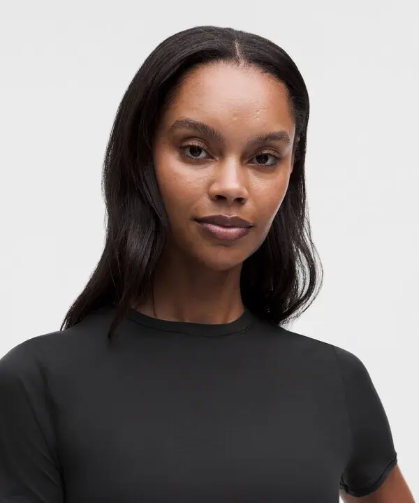 Lululemon Wundermost Ultra-soft Nulu Crewneck Cropped T-shirt - Black