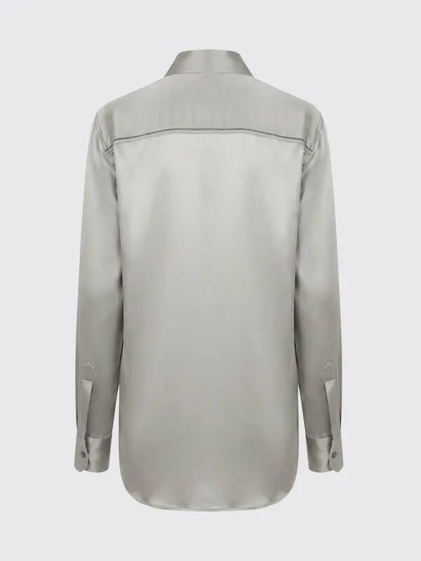 Dries Van Noten Classic Silk Shirt With French Collar And Curved Hem