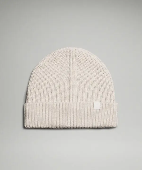 Lululemon Close-fit Wool-blend Ribbed Knit Beanie - Heathered Bone