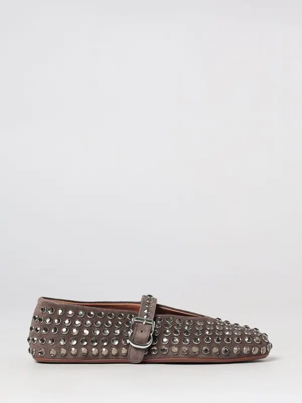 Alaïa Suede Mary Jane Ballet Flats With Rhinestone Application