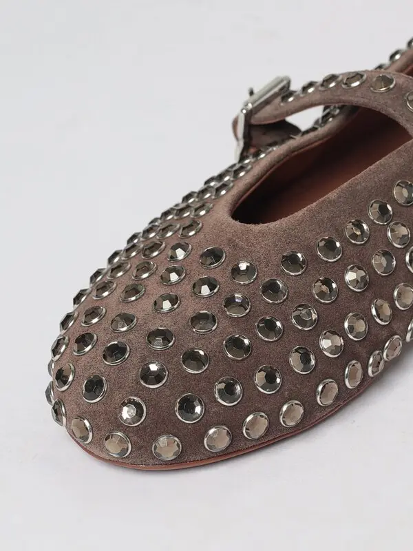 Alaïa Suede Mary Jane Ballet Flats With Rhinestone Application
