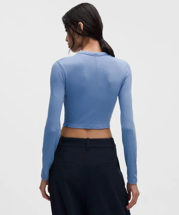 Lululemon Hold Tight Straight-hem Cropped Long-sleeve Shirt - Prep Blue