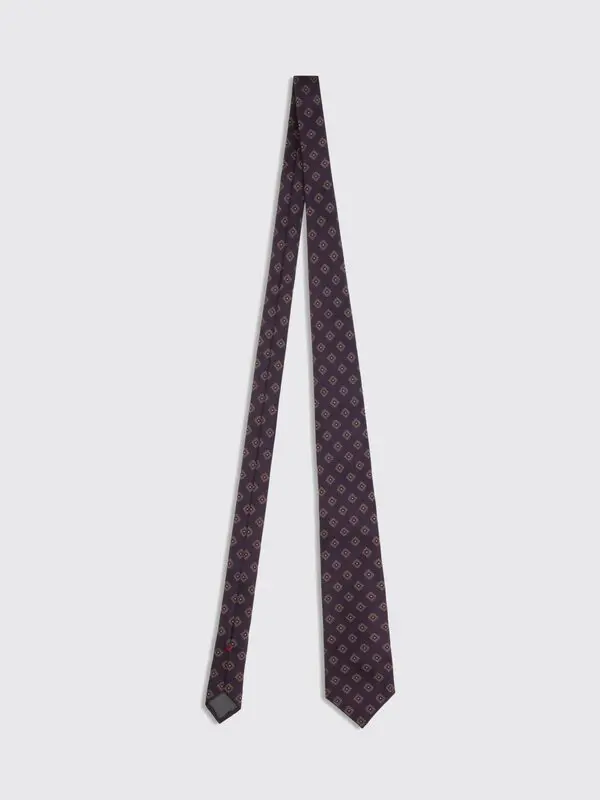 Brunello Cucinelli Geometric Print Pure Silk Tie With Loop - Violet