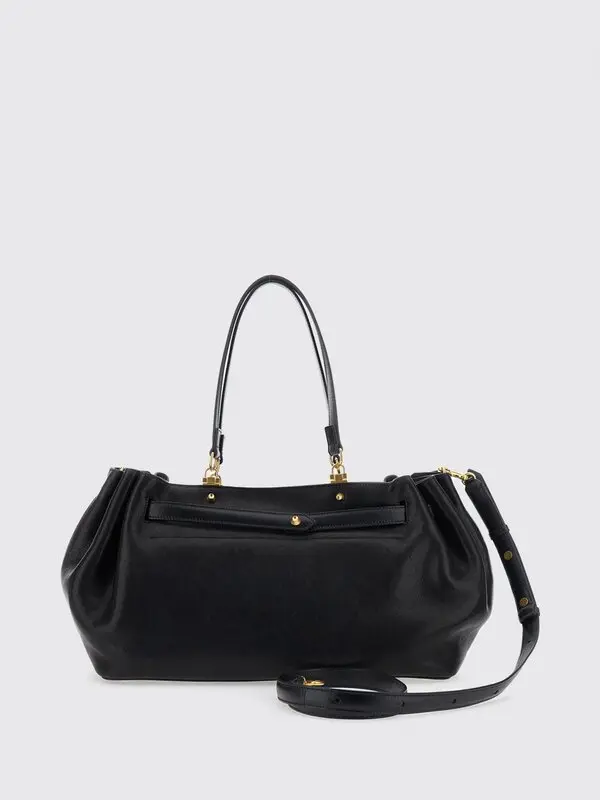 Balenciaga Medium Fan Tote Bag In Leather With Double Handle - Black