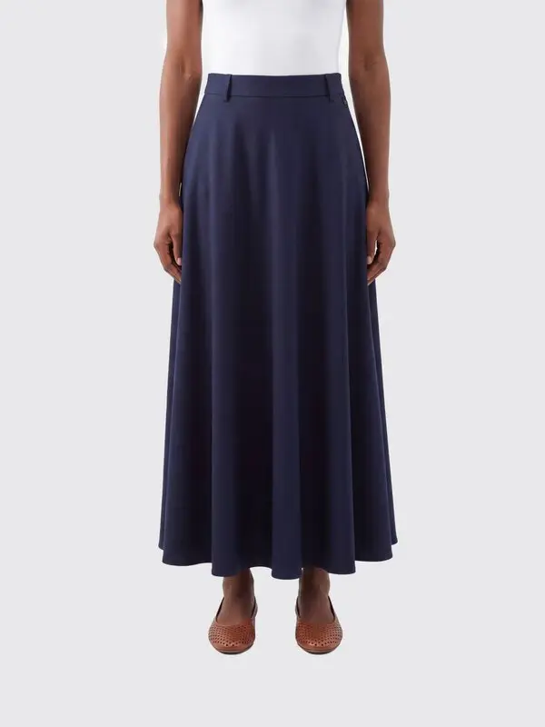 Herno High-waisted Flared Crêpe Midi Skirt With Belt Loops - Black
