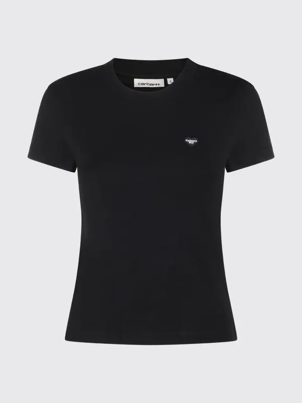Carhartt Work In Progress Slim Fit Crewneck Cotton T-shirt With Contrast Logo - Black