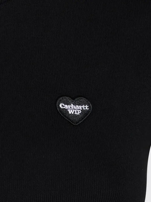 Carhartt Work In Progress Slim Fit Crewneck Cotton T-shirt With Contrast Logo - Black