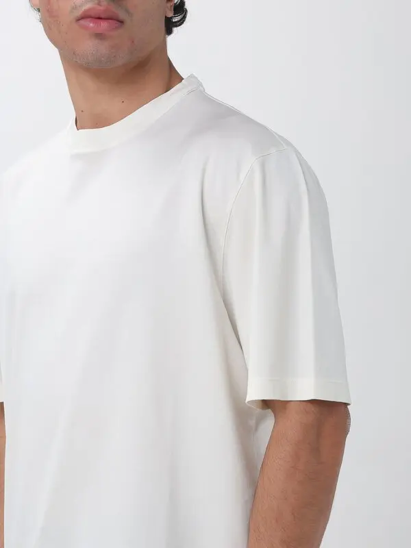 Canali Relaxed Fit Cotton T-shirt With Crew Neck And Dropped Shoulders - White