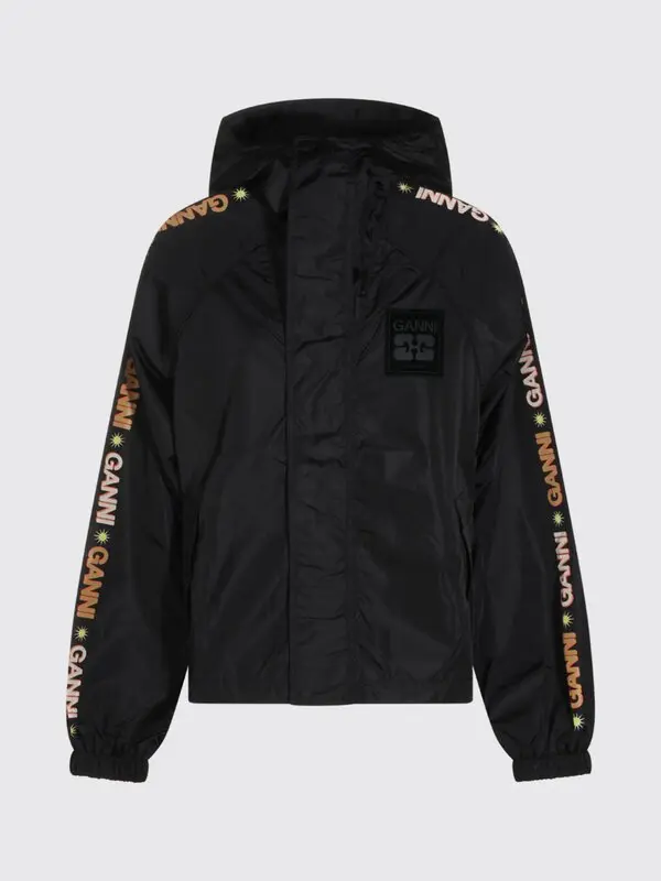 GANNI Short Hooded Windbreaker Jacket With Butterfly Logo