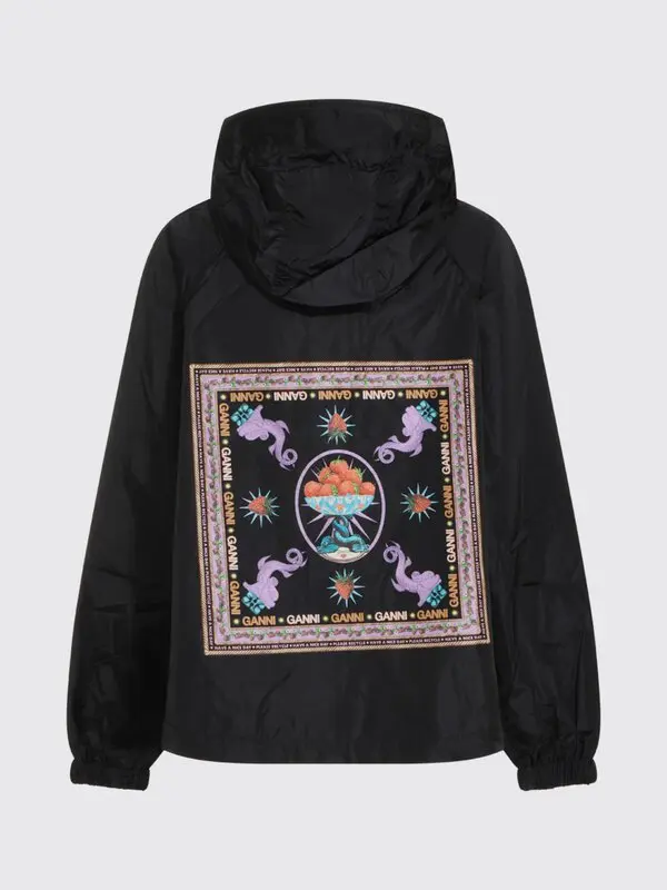 GANNI Short Hooded Windbreaker Jacket With Butterfly Logo