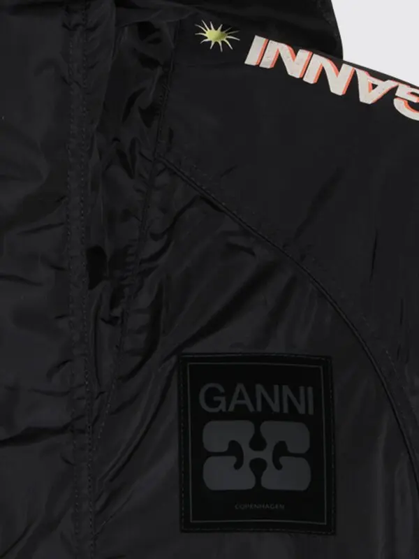 GANNI Short Hooded Windbreaker Jacket With Butterfly Logo