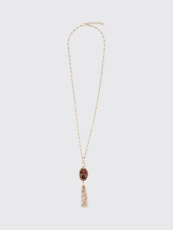 TWINSET Adjustable Metal Charm Necklace With Metallic Mesh Tassels