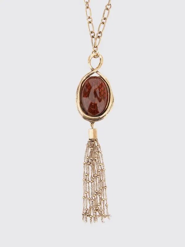 TWINSET Adjustable Metal Charm Necklace With Metallic Mesh Tassels
