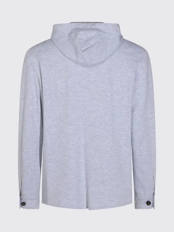 Eleventy Wool And Cashmere Blend Shacket With Hood And Drawstring