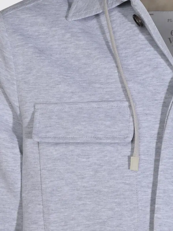 Eleventy Wool And Cashmere Blend Shacket With Hood And Drawstring