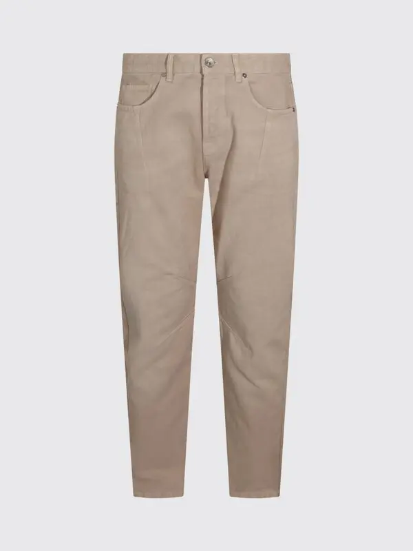 Eleventy Slim Fit Linen And Cotton Blend Trousers With Drawstring Waist