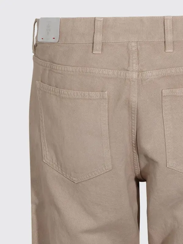 Eleventy Slim Fit Linen And Cotton Blend Trousers With Drawstring Waist
