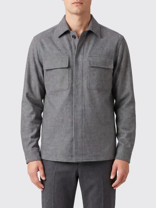 Eleventy Wool, Cotton And Cashmere Blend Shirt Jacket With Flap Pockets - Grey