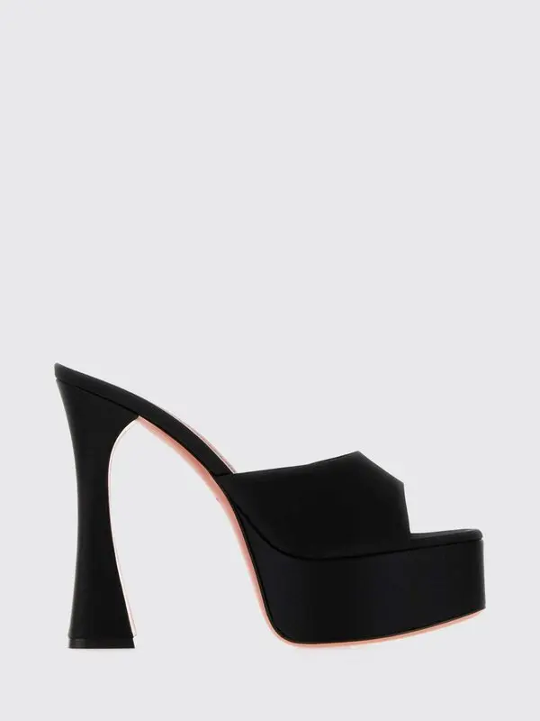 Amina Muaddi Dalida Satin Platform Mules With Spool Heel