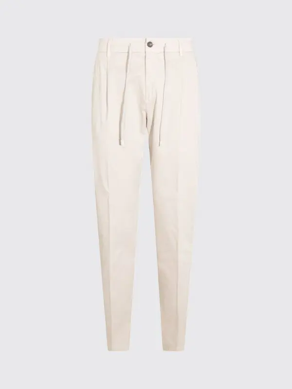 Eleventy Slim-fit Stretch-cotton Drawstring Trousers - Sand
