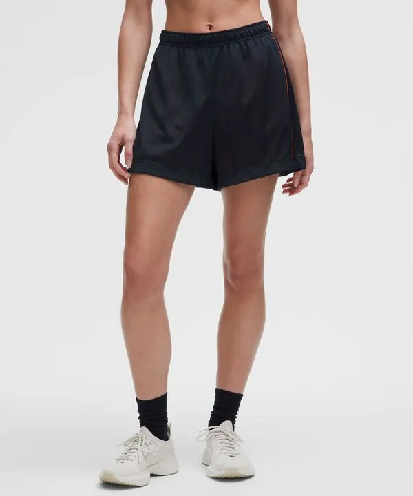 Lululemon Double-layered Mesh Mid-rise Short 5 - True Navy/autumn Rust