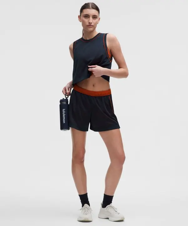 Lululemon Double-layered Mesh Mid-rise Short 5 - True Navy/autumn Rust