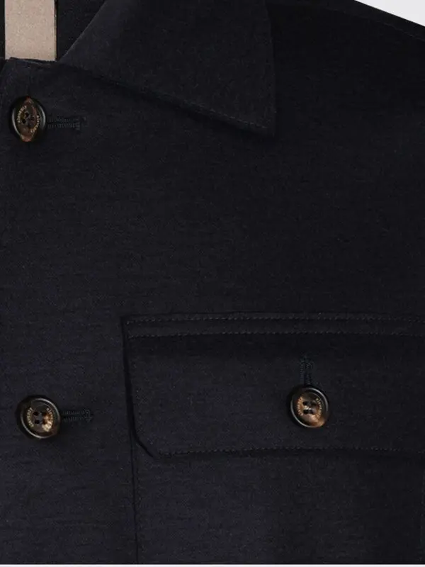 Eleventy Wool-blend Shirt Jacket With Patch Pockets