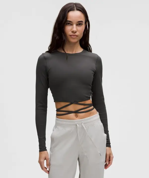 Lululemon Logo Bead Ribbed Waist-tie Long-sleeve Shirt - Graphite Grey
