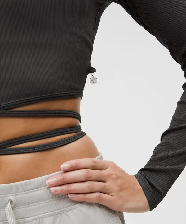 Lululemon Logo Bead Ribbed Waist-tie Long-sleeve Shirt - Graphite Grey