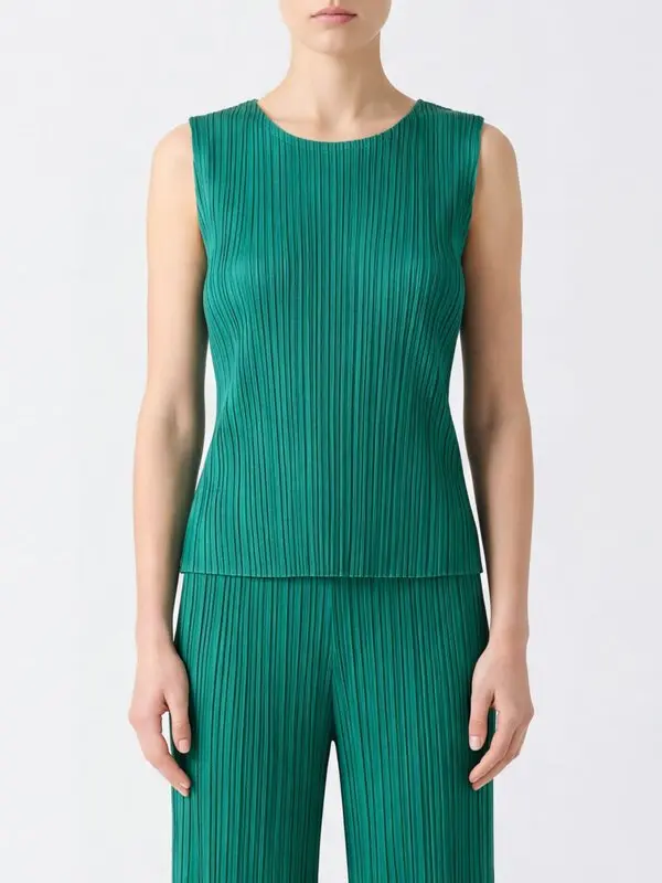 Issey Miyake Pleated Off-the-shoulder Top With Lace Inserts By