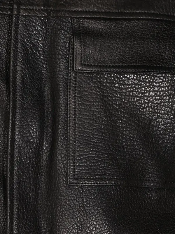 SALVATORE SANTORO Grained Leather Jacket With High Neck And Patch Pockets