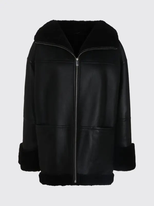 TOTEME Single-breasted Shearling Jacket With Wide Collar And Zip Closure By