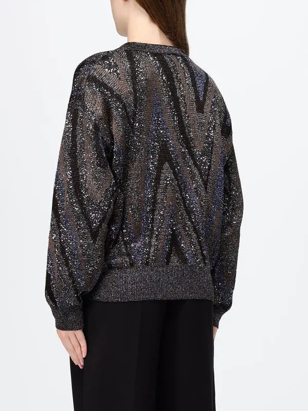 Missoni Zig-zag Lurex Cardigan With A V-neck And Button Closure