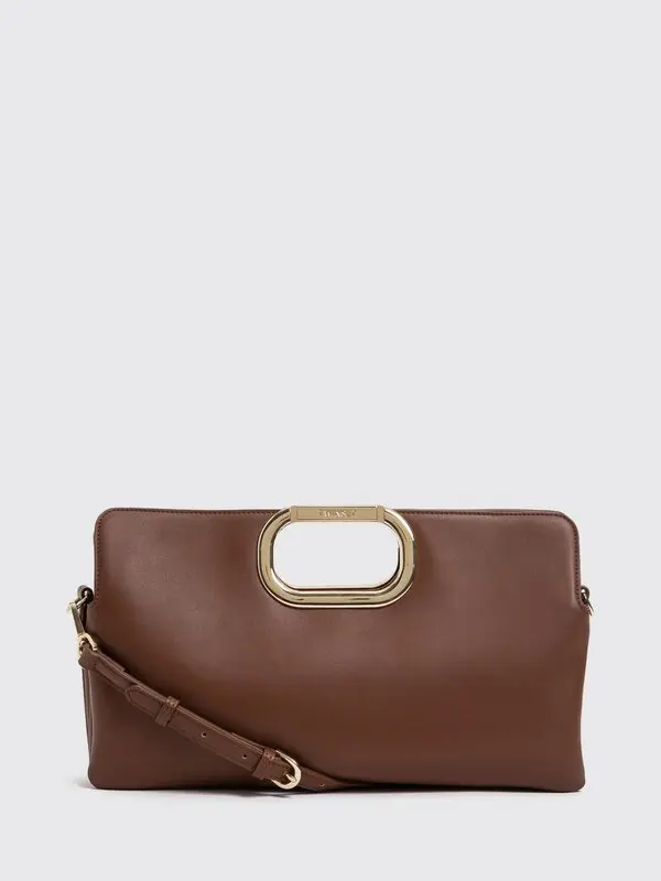TWINSET Faux Leather Clutch With Rigid Handle And Shoulder Strap