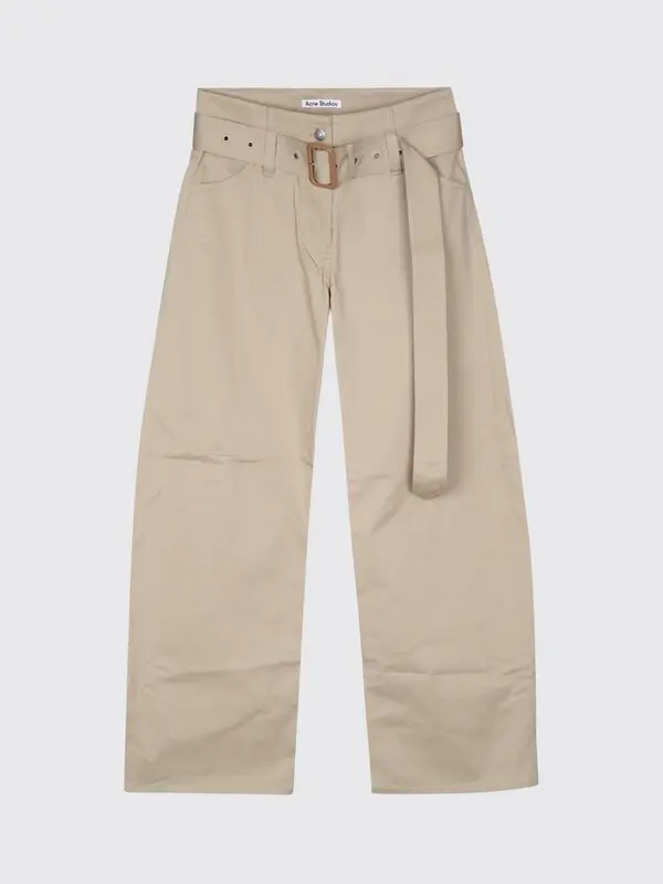 Acne Studios High-waisted Wide Leg Trousers In Organic Cotton With Five Pockets