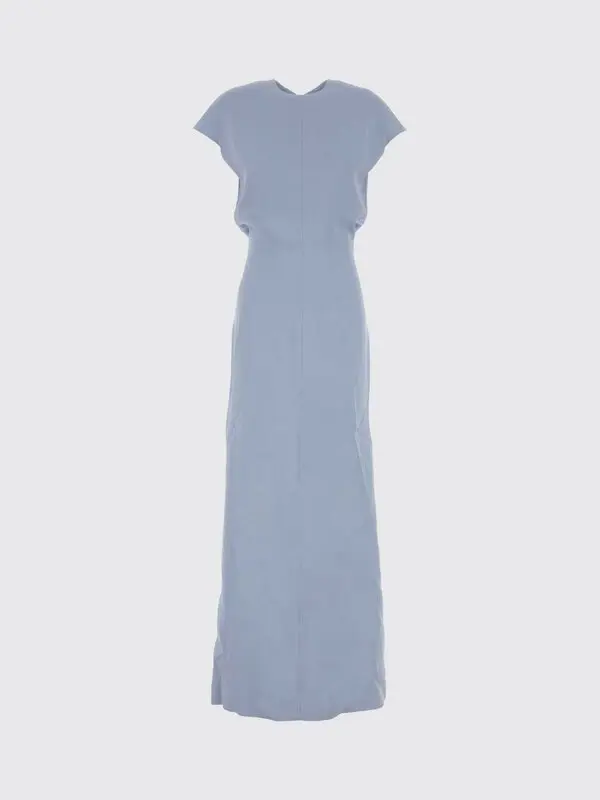 JIL SANDER Long Satin Gown With Short Sleeves And Back Slit - Gnawed Blue