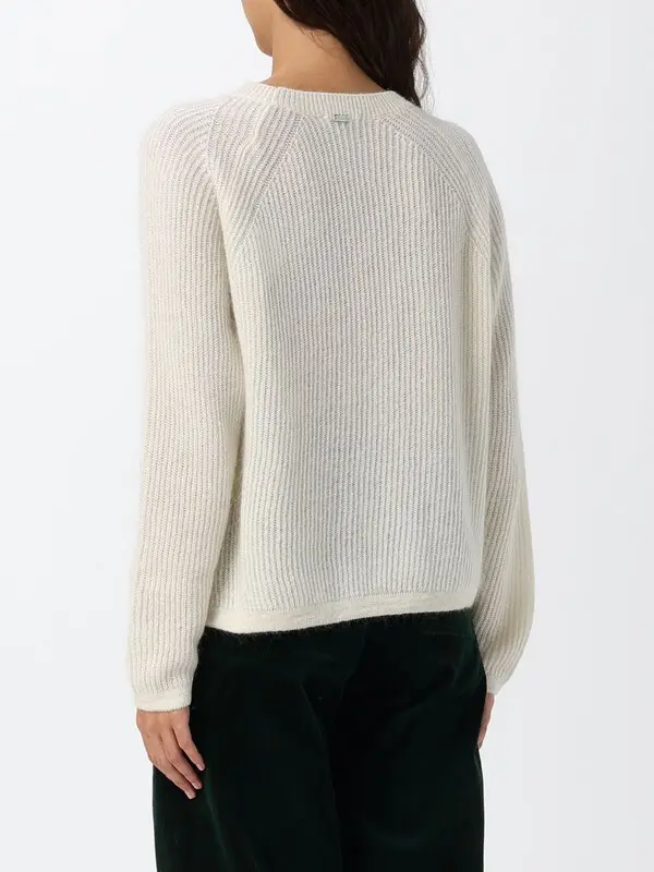 Herno Long-sleeved Crewneck Jumper In A Mohair And Wool Blend - White