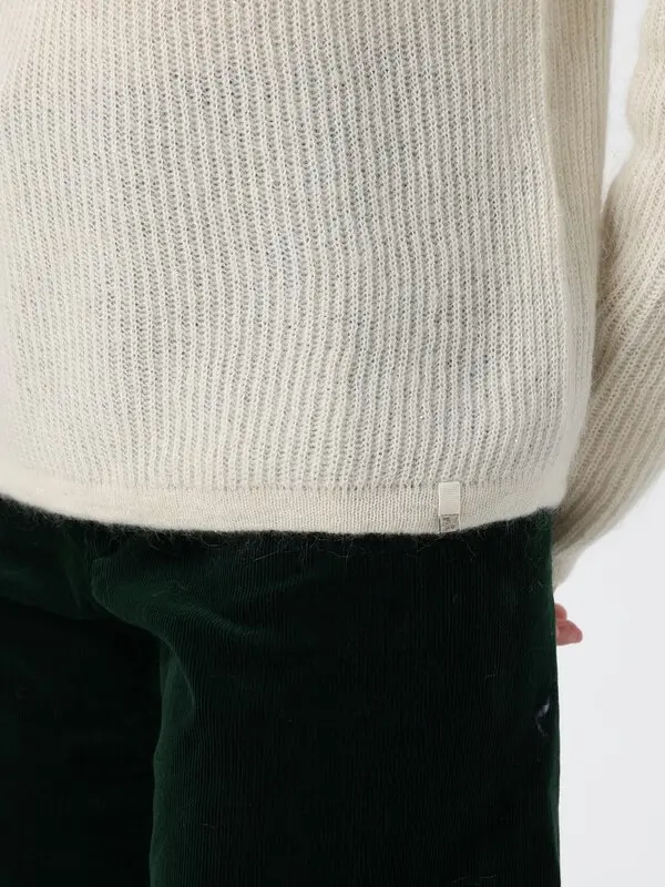 Herno Long-sleeved Crewneck Jumper In A Mohair And Wool Blend - White