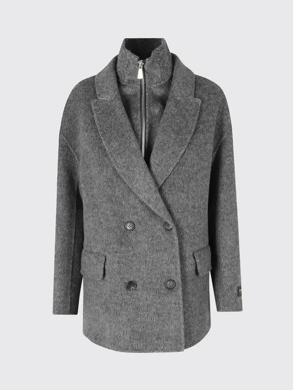 ERMANNO FIRENZE Double-breasted Wool Blend Short Coat With Peak Lapels