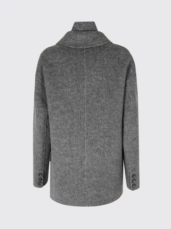 ERMANNO FIRENZE Double-breasted Wool Blend Short Coat With Peak Lapels