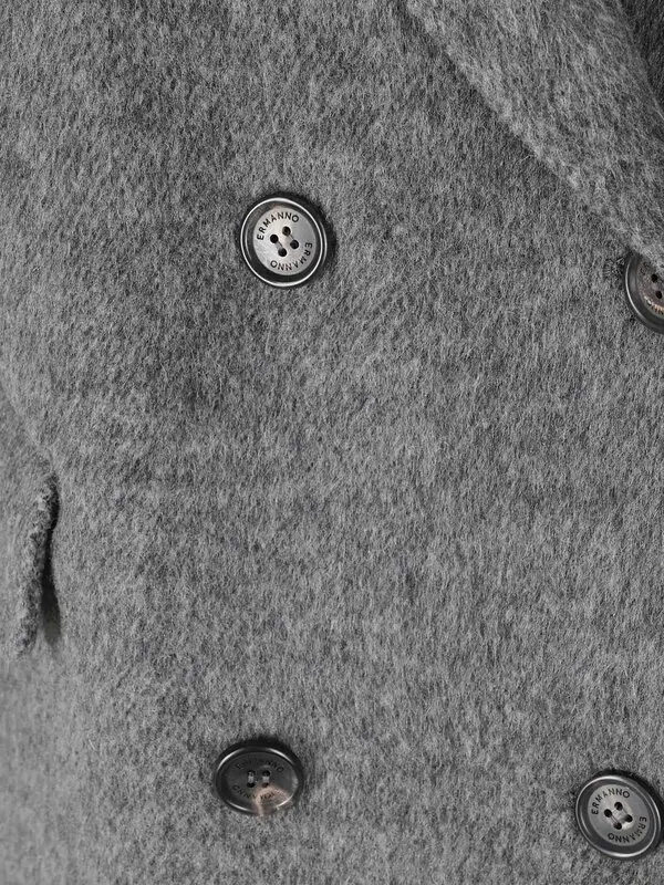 ERMANNO FIRENZE Double-breasted Wool Blend Short Coat With Peak Lapels