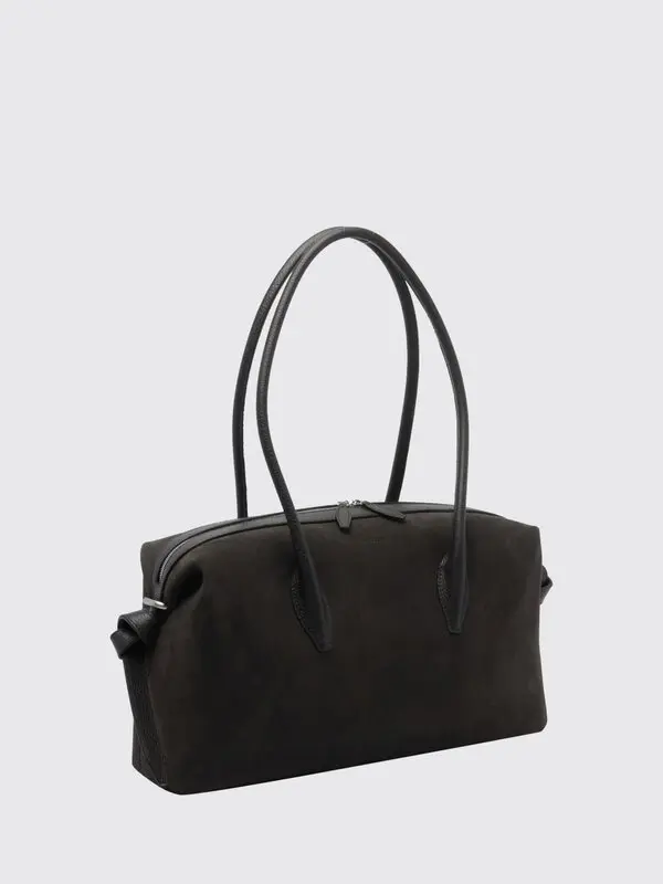 Yuzefi Brioche Suede Calfskin Leather Shoulder Bag With Double Handle