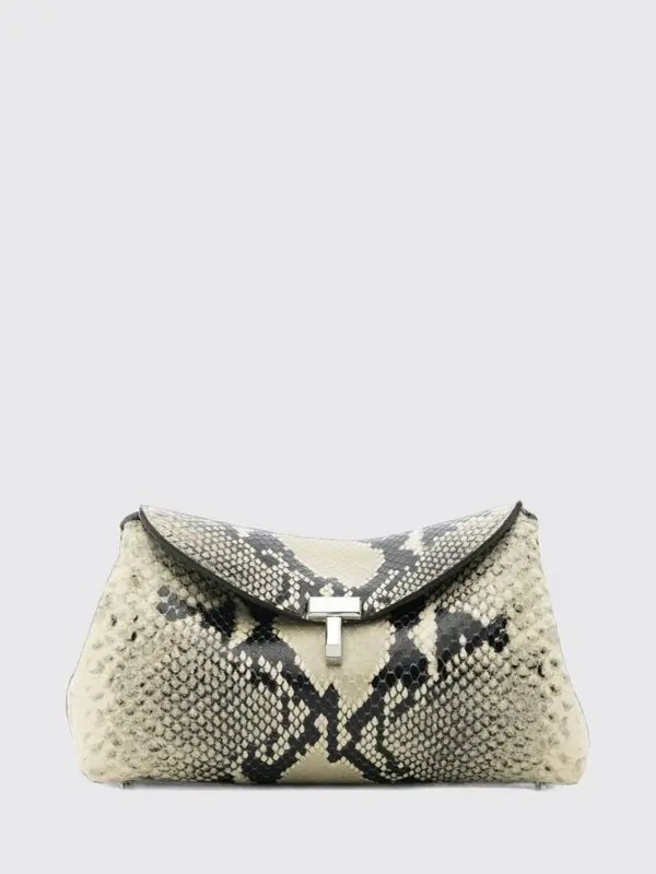 TOTEME T-lock Mini Python-print Leather Handbag With Single Handle - Ecru