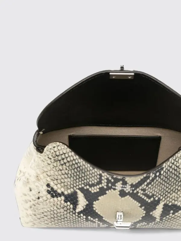 TOTEME T-lock Mini Python-print Leather Handbag With Single Handle - Ecru