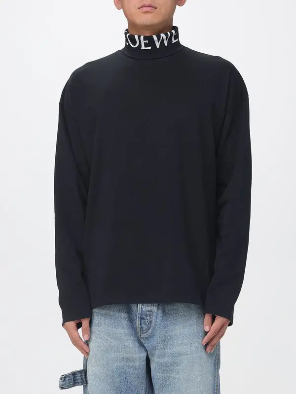 Loewe Cotton Roll Neck With Contrast Logo And Dropped Shoulders
